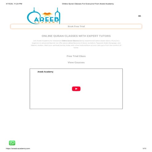 Online Quran Classes For Everyone From Areeb Academy | PDF