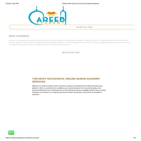 Online Kids Quran Courses | Areeb Academy | PDF