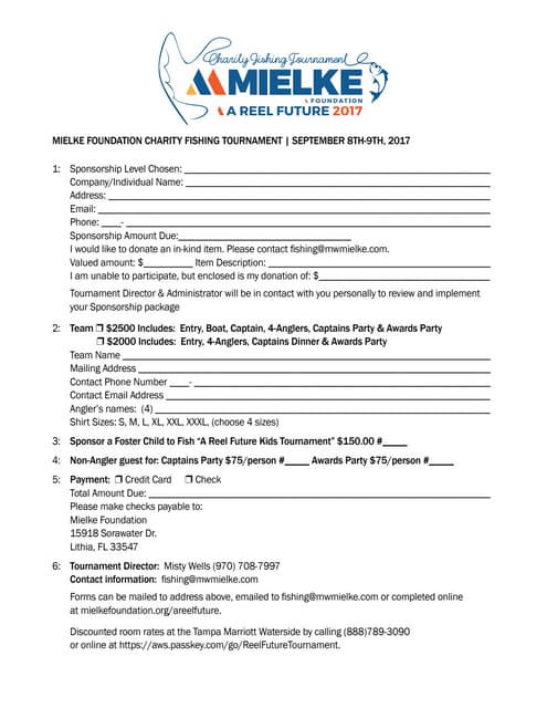MIELKE Foundation - A Reel Future 2017 Charity Fishing Tournament ... MIELKE Foundation - A Reel Future 2017 Charity Fishing Tournament ...