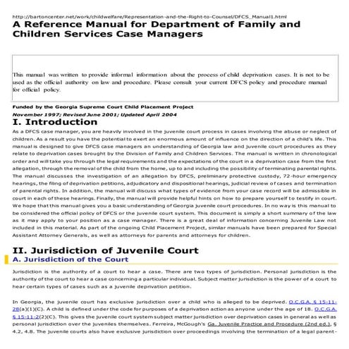 A reference manual for department of family and children services case ...