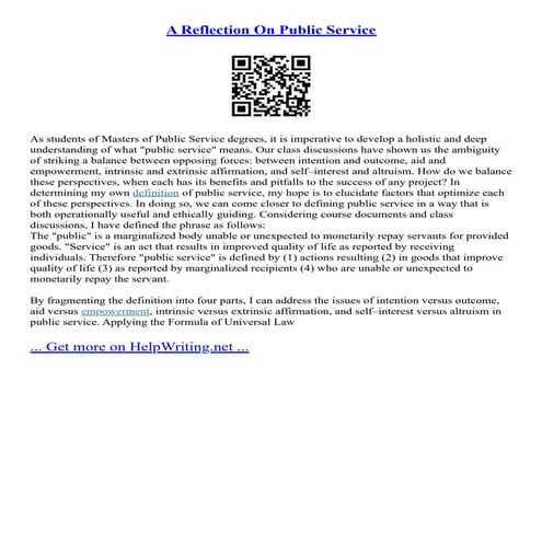 A Reflection On Public Service | PDF