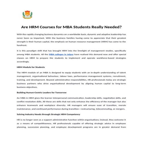 Are HRM Courses for MBA Students Really Needed.docx