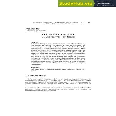 A Relevance Theoretic Classification Of Jokes Pdf Pop Culture