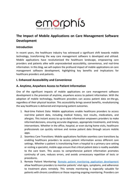 The Role of Mobile Applications : Emorphis technologies | PDF | Computer Software and ...