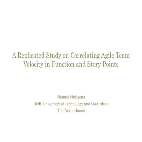 A replicated study on agile team velocity in story and function points | PPTX