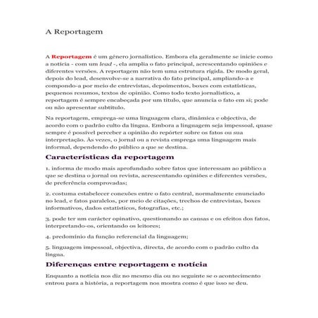 A reportagem | DOC
