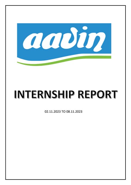 Project report on AAVIN INDUSTRY - 2019 | PDF | Agriculture | Industries