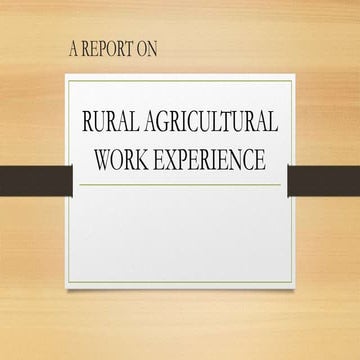 RAWE( Rural Agriculture Work Experience ) report presentation | PPTX
