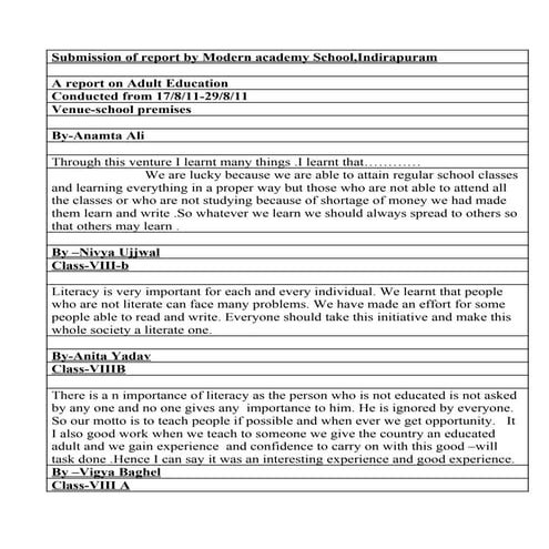 A report on adult education | DOC