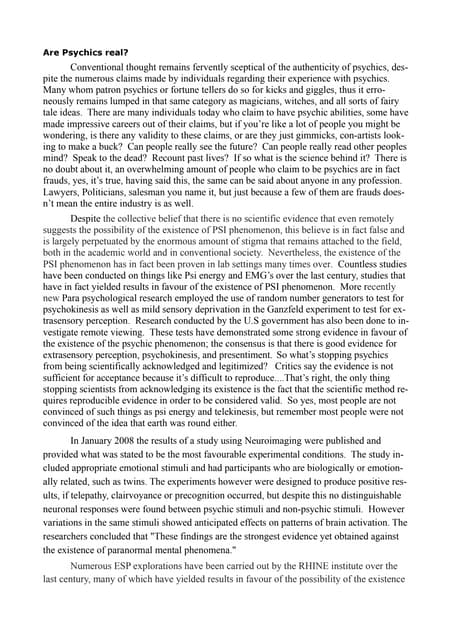 Psychic Power- A Fact or Belief | PPT