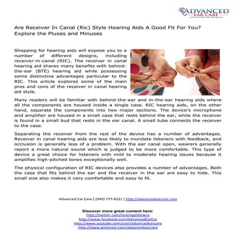 RIC Hearing Aids | PDF