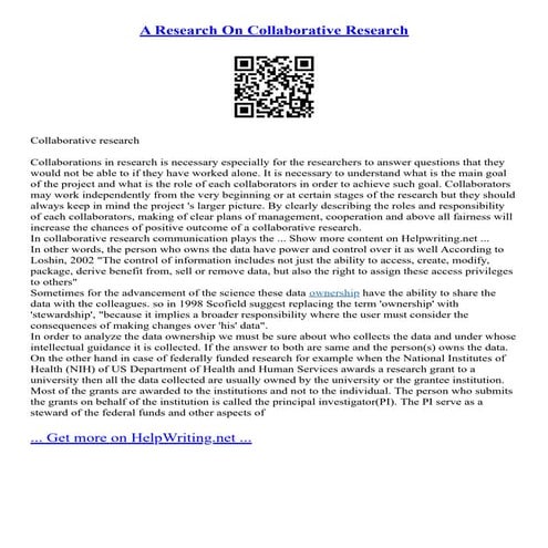 A Research On Collaborative Research | PDF
