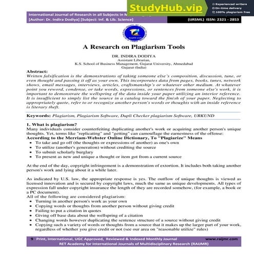 A Research On Plagiarism Tools | PDF