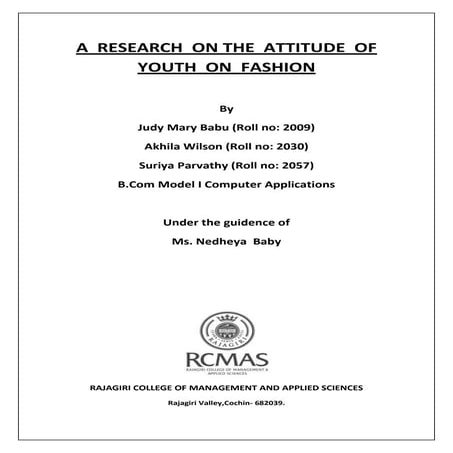 A research on the attitude of youth on fashion | DOCX