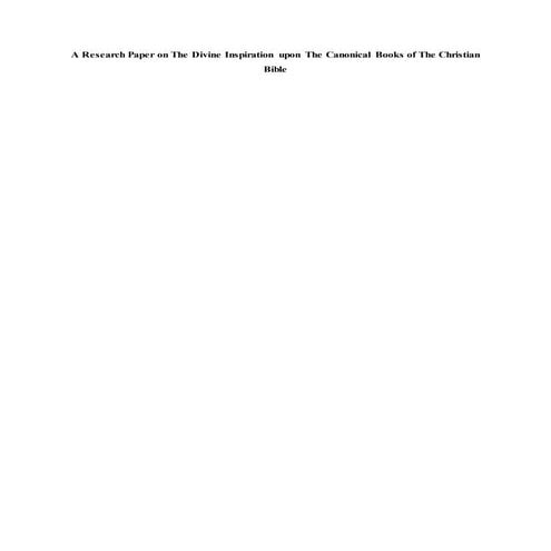 A research paper on the divine inspiration upon the canonical books of ...