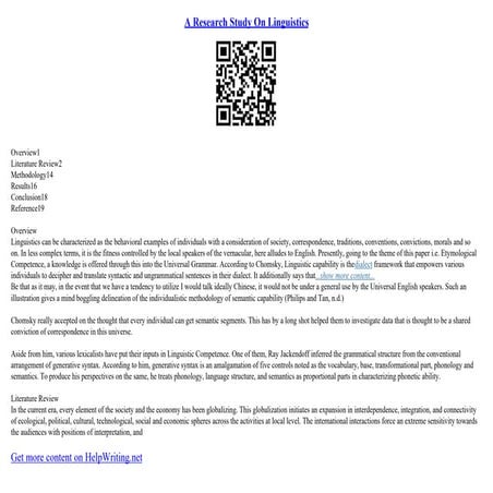 A Research Study On Linguistics | PPT