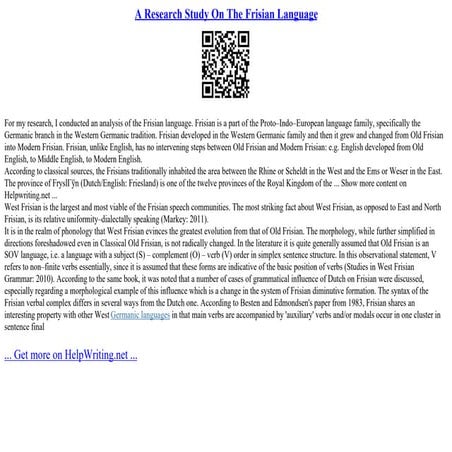 A Research Study On The Frisian Language | PPT