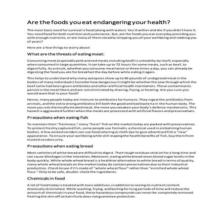 Are the foods you eat endangering your health? | PDF