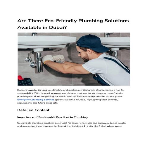 Are There Eco-Friendly Plumbing Solutions Available in Dubai.pdf | Free ...