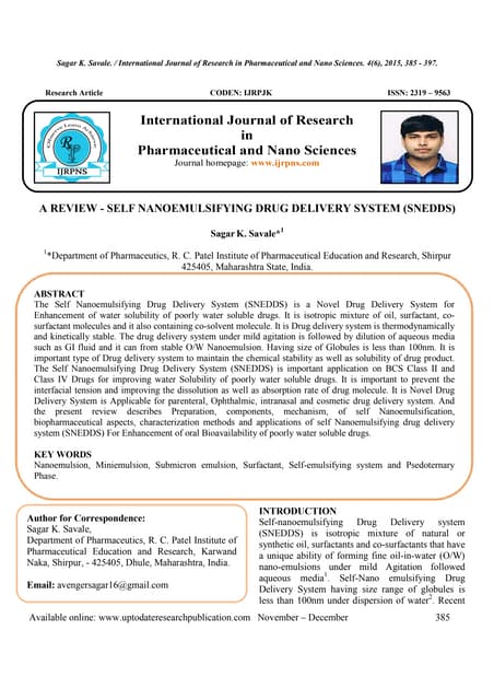 Self- nanoemulsifying drug delivery systems (SNEDDs).pptx
