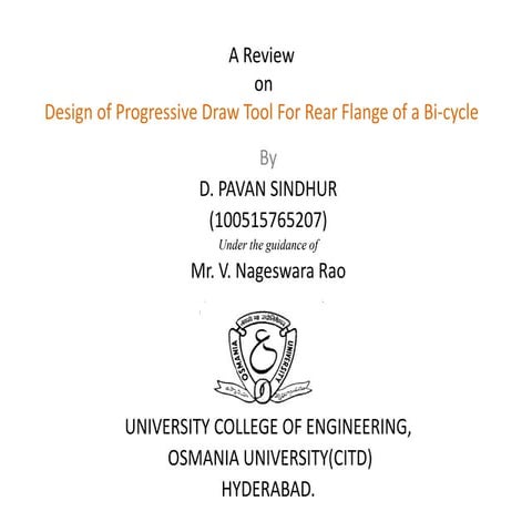 Design of Stage Progressive Die for a Sheet Metal Component | PPTX