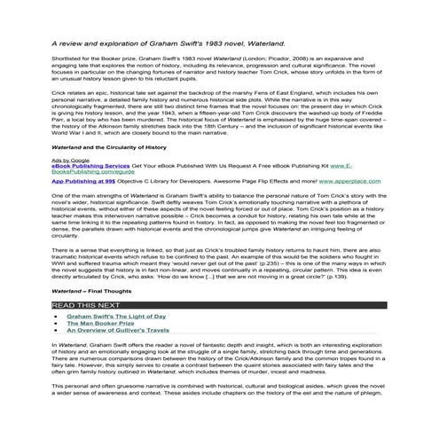 A review and exploration of graham swift | DOC