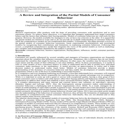 Contemporary models of consumer behaviour | PPTX