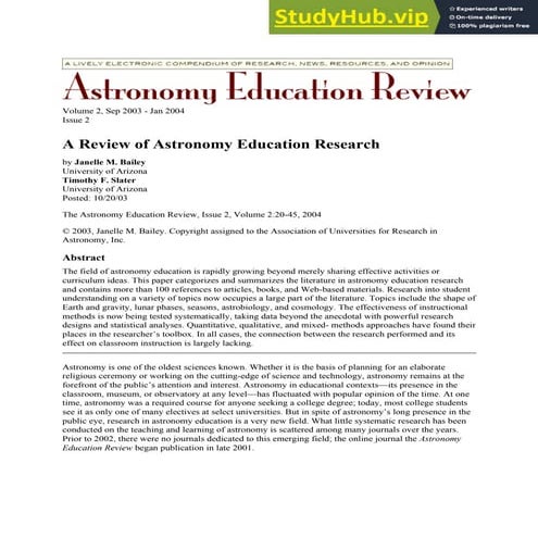 A Review Of Astronomy Education Research | PDF