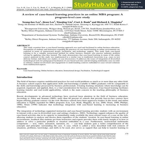 A review of case-based learning practices in an online MBA program A program-level case study ...