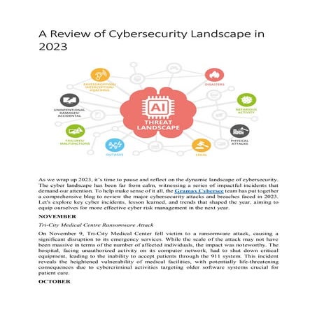 Gramax Cybersec A Review Of Cybersecurity Landscape In 2023 Pdf
