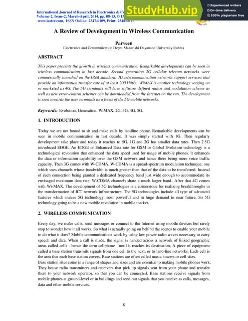 Wireless Networking and Telecom technology | DOCX