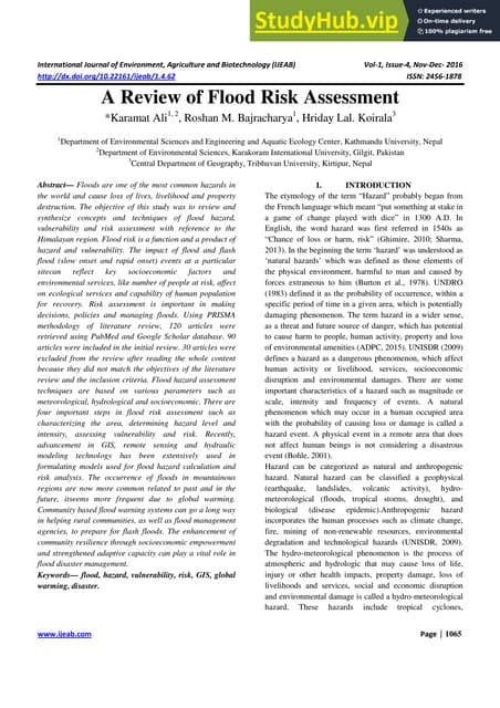 APPLICATIONS OF REMOTE SENSING AND GIS TECHNOLOGIES IN FLOOD RISK ...