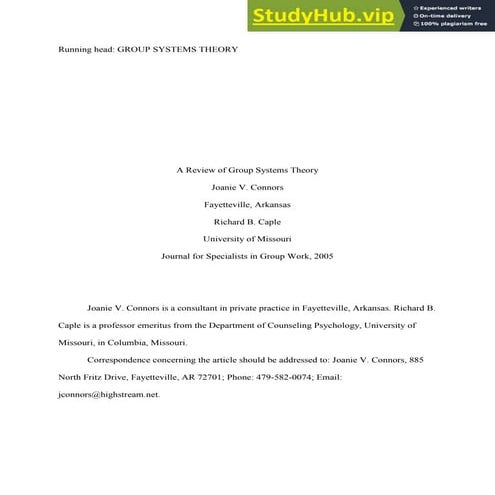 A Review Of Group Systems Theory | PDF