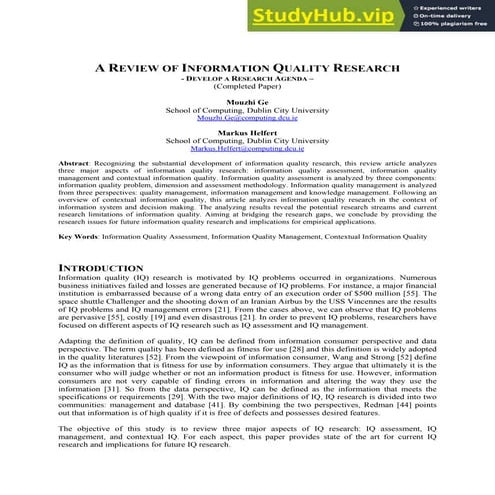 A Review Of Information Quality Research | PDF