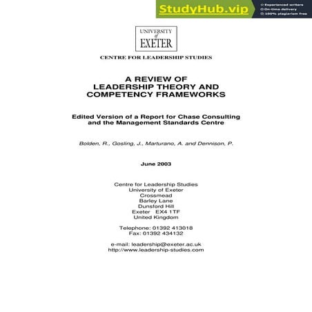 A Review Of Leadership Theory And Competency Frameworks | PDF