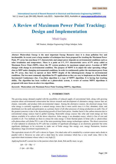Maximum Power Point Tracking Using Particle Swarm Optimization Algorithm For Hybrid Wind Tidal
