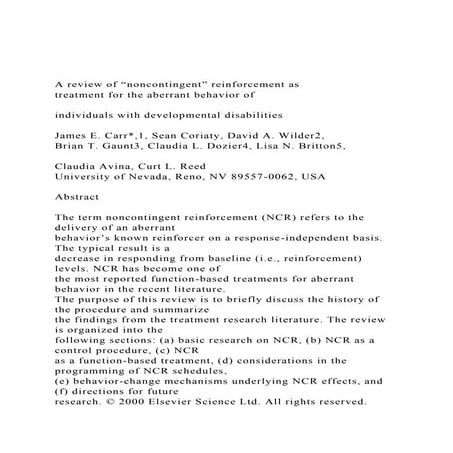 Noncontingent Reinforcement | PDF