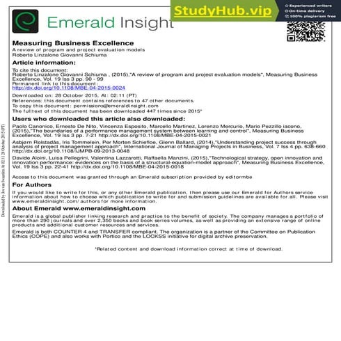 A Review Of Program And Project Evaluation Models | PDF