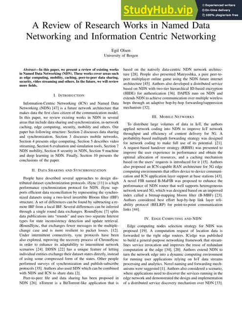 A Review Of Research Works In Named Data Networking And Information Centric Networking Pdf