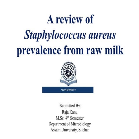 A Review Of Staphylococcus Aureus Prevalence From Raw Pptx