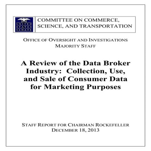 A Review of the Data Broker Collection, Use,and Sale of Consumer Data | PDF