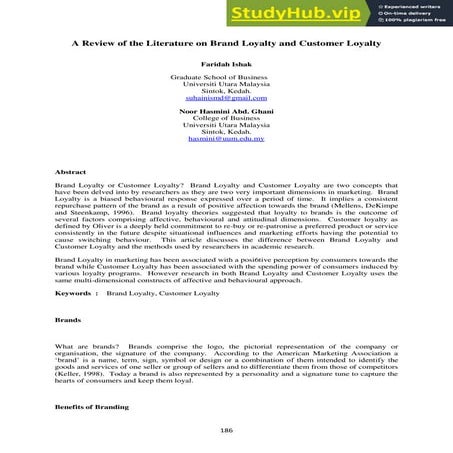 A Review Of The Literature On Brand Loyalty And Customer Loyalty | PDF