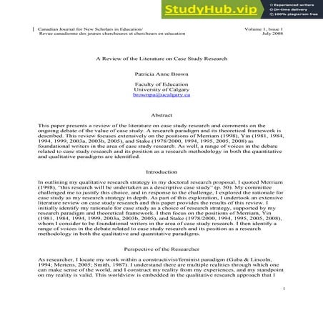 A Review Of The Literature On Case Study Research | PDF