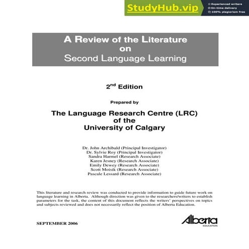 A Review Of The Literature On Second Language Learning. 2Nd Edition | PDF