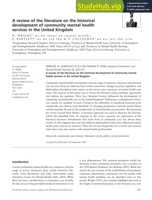Mental Health Historical Timeline | PDF
