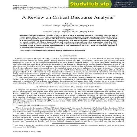 A Review On Critical Discourse Analysis | PDF