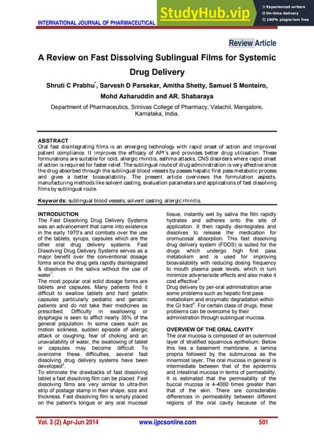 ORAL DISINTEGRATING FILM - ODF | PPT