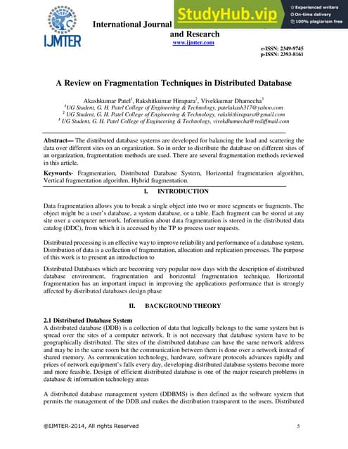 Distributed Database Systems Types Of Fragmentation Ipptx Databases