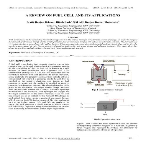A review on fuel cell and its applications | PDF