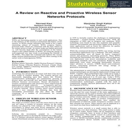 A Review On Reactive And Proactive Wireless Sensor Networks Protocols
